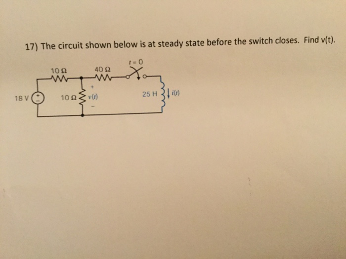 Solved The circuit shown below is at steady state before the | Chegg.com