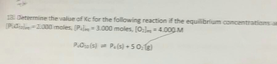 Solved Determine the value of Kc for the following reaction | Chegg.com
