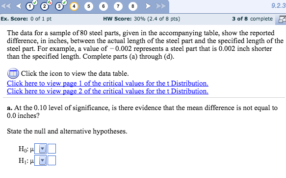 Solved The data for a sample of 80 steel parts, given in the | Chegg.com