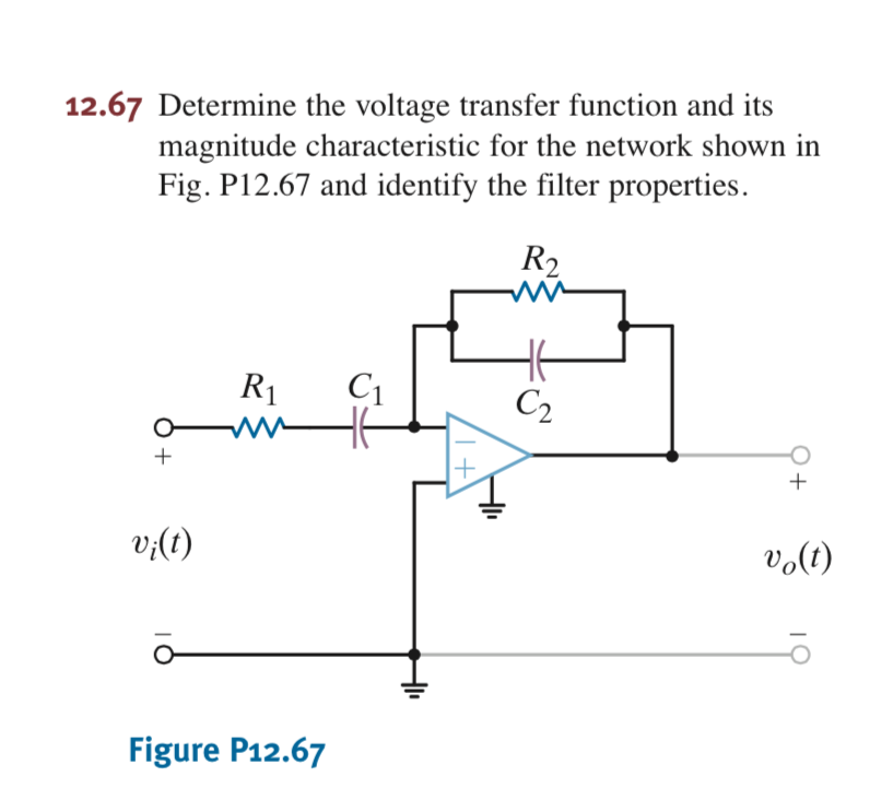 Solved Determine the voltage transfer function and its | Chegg.com
