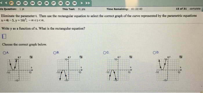 Solved eliminate the parameter t | Chegg.com