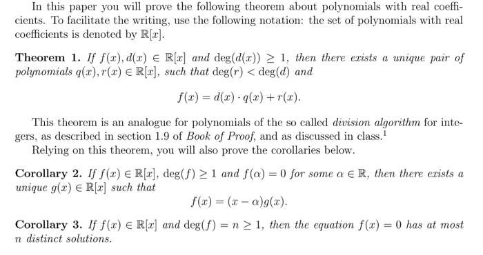 Solved Prove the following theorem about polynomials with | Chegg.com