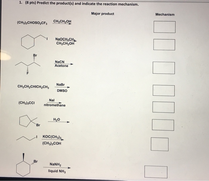 Solved Predict the product(s) and indicate the reaction | Chegg.com