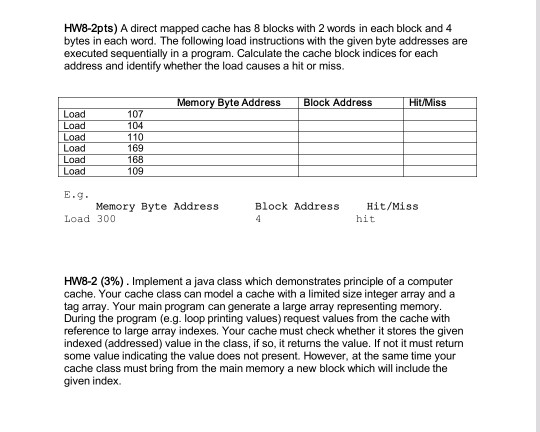Solved HW8-2pts) A direct mapped cache has 8 blocks with 2 | Chegg.com