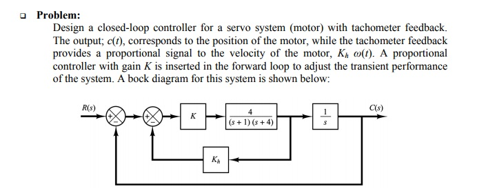 o Problem: Design a closed-loop controller for a | Chegg.com