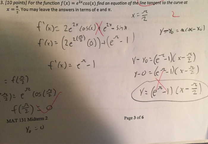 Solved For the function f(x) = e^2x cos (x) find an equation | Chegg.com