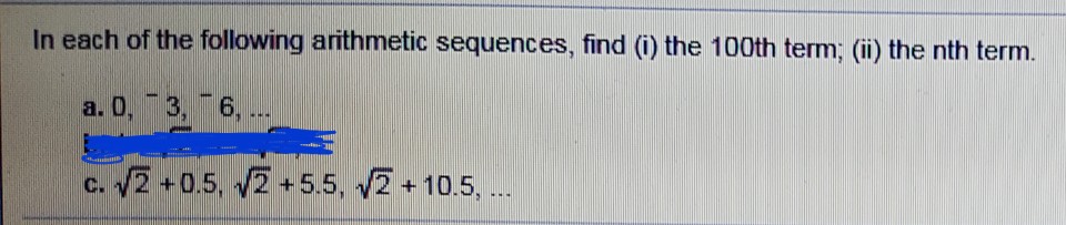 Solved In each of the following arithmetic sequences, find | Chegg.com