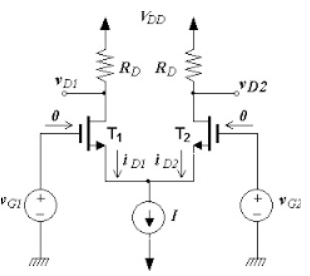 Solved In the circuit below, VDD = 5V, the tail current | Chegg.com
