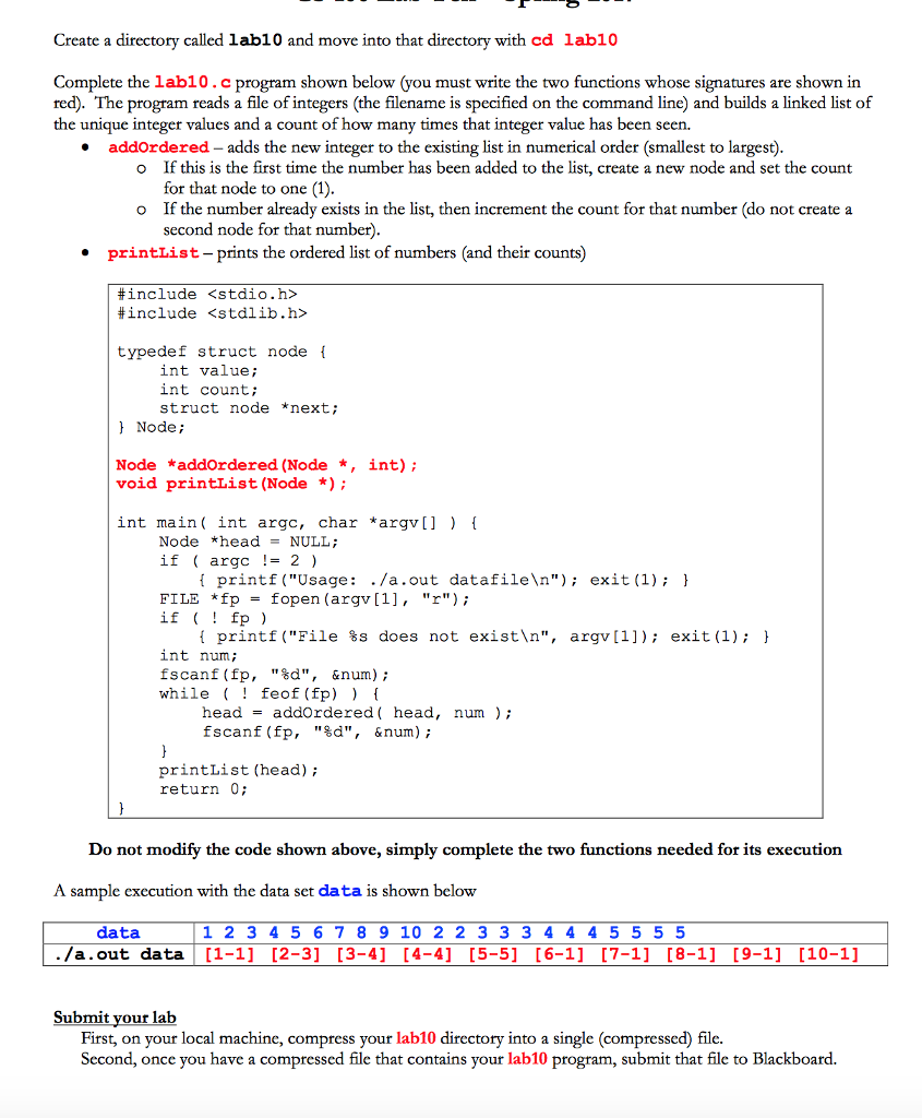 Create a directory called lab10 and move into that | Chegg.com