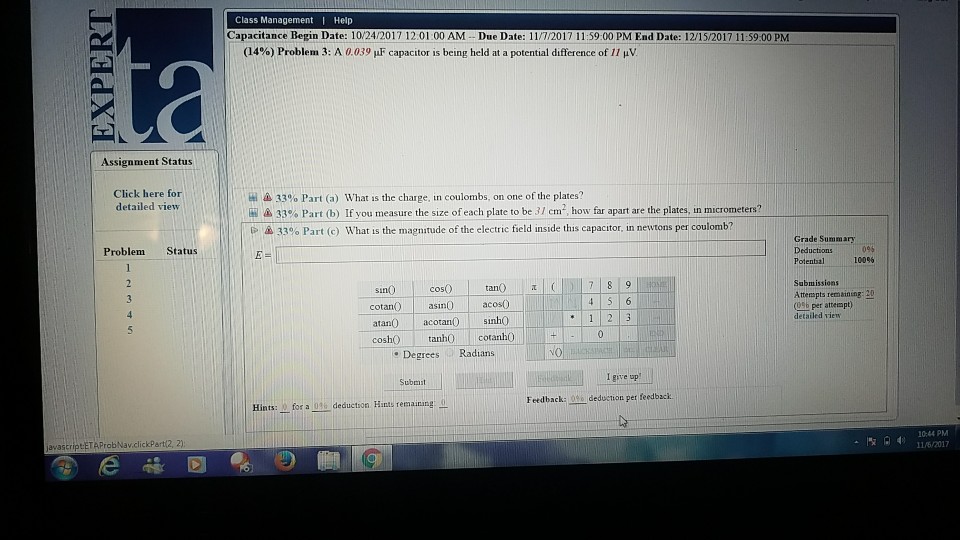 Solved Class Management Help Capacitance Begin Date: | Chegg.com