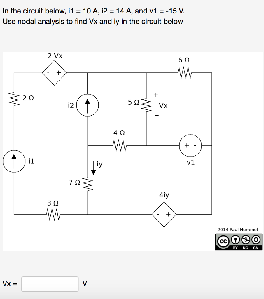 Solved In the circuit below, i1 = 10 A, i2 = 14 A, and v1 | Chegg.com