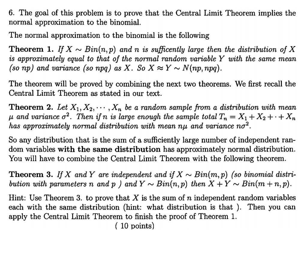 6. The goal of this problem is to prove that the | Chegg.com