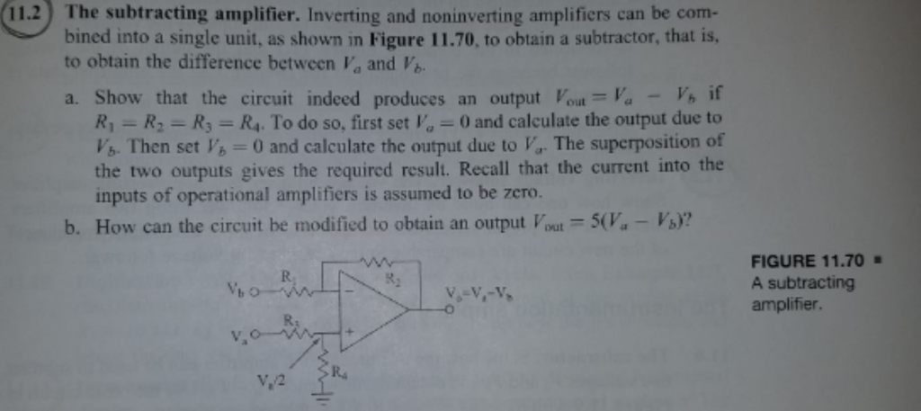 Solved The subtracting amplifier. Inverting and noninverting | Chegg.com