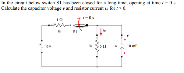 Solved In the circuit below switch S1 has been closed for a | Chegg.com