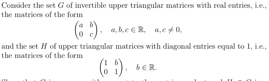 Solved Let H ⊂ G be as denoted above. Is the quotient group | Chegg.com