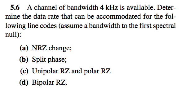 Solved A channel of bandwidth 4 kHz is available. Determine | Chegg.com