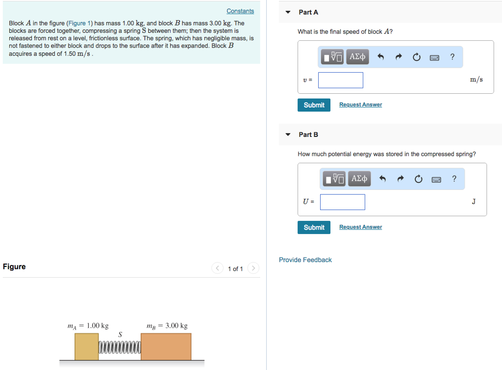 Solved Constants Part A Block A in the figure (Figure 1) has | Chegg.com Solved Constants Part A Block A in the figure (Figure 1) has | Chegg.com
