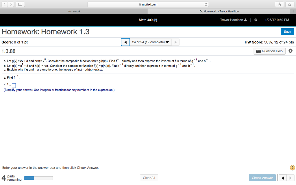 Solved Let g (x) = 2x+3 and h(x) = x^5. Consider the | Chegg.com