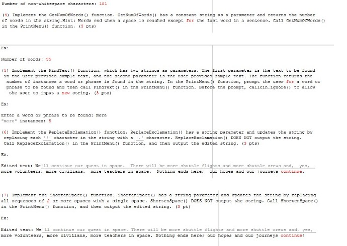 Solved 1) Prompt t the user to enter a string of their | Chegg.com