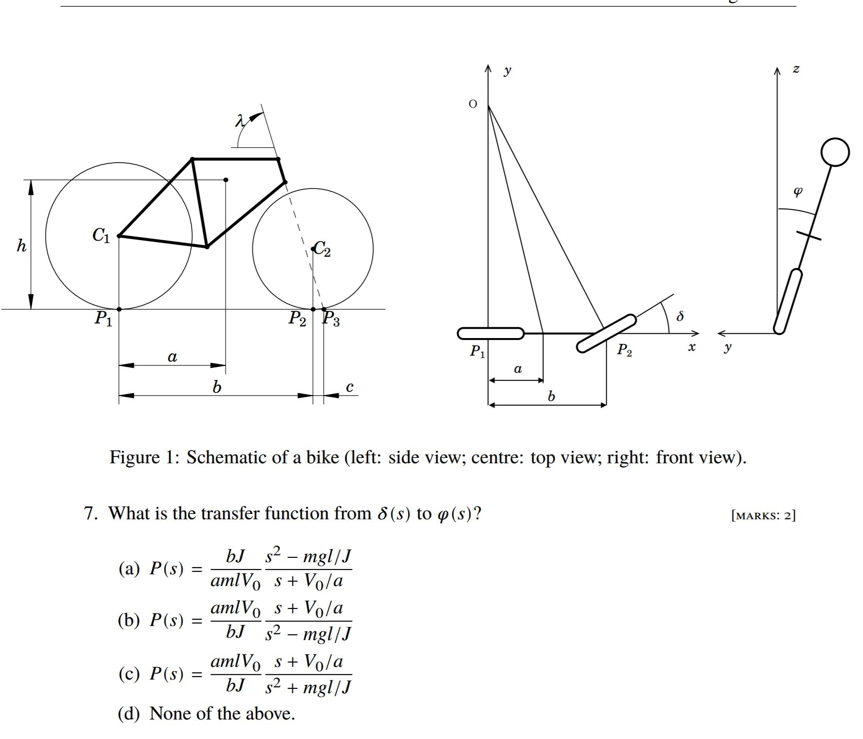 Solved 6. With reference to the bike schematic shown in | Chegg.com