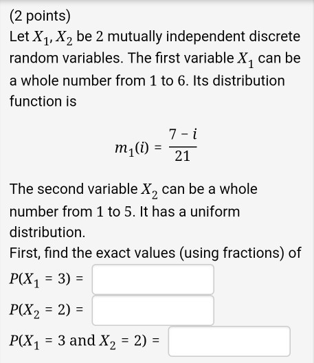 Solved (2 points) Let X1, X2 be 2 mutually independent | Chegg.com
