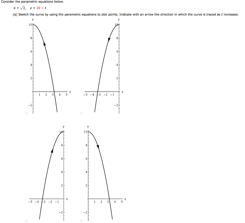 Solved Consider the parametric equations below (a) Sketch | Chegg.com Solved Consider the parametric equations below (a) Sketch | Chegg.com