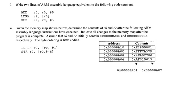 Solved Write two lines of ARM assembly language equivalent | Chegg.com