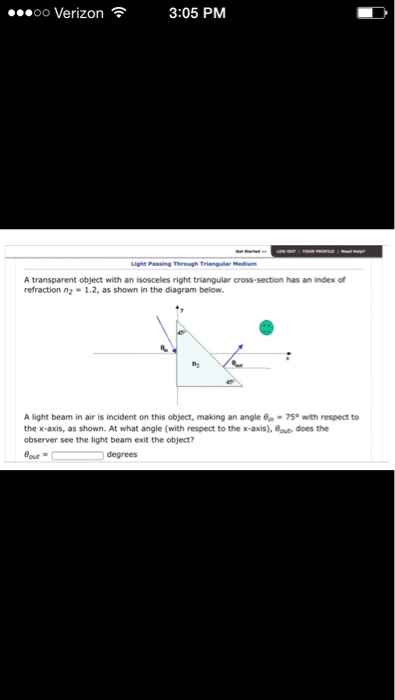 Solved A transparent object with an isosceles right | Chegg.com