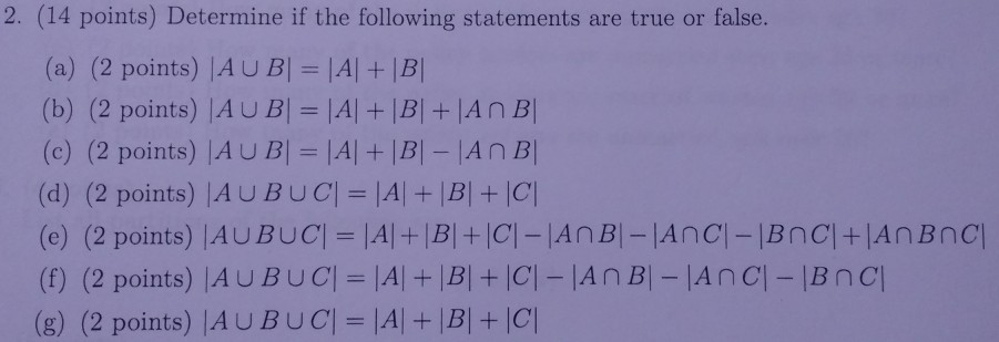 Solved Determine if the following statements are true or | Chegg.com