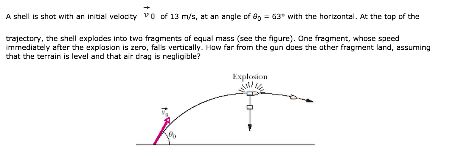 Solved A shell is shot with an initial velocity v0-vector of | Chegg.com