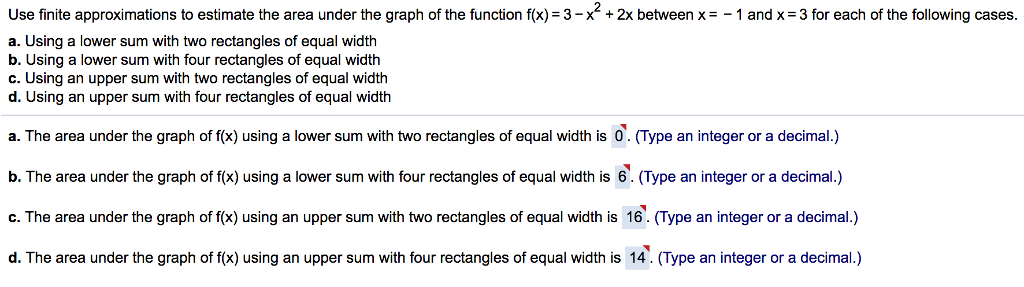 Solved Use finite approximations to estimate the area under | Chegg.com
