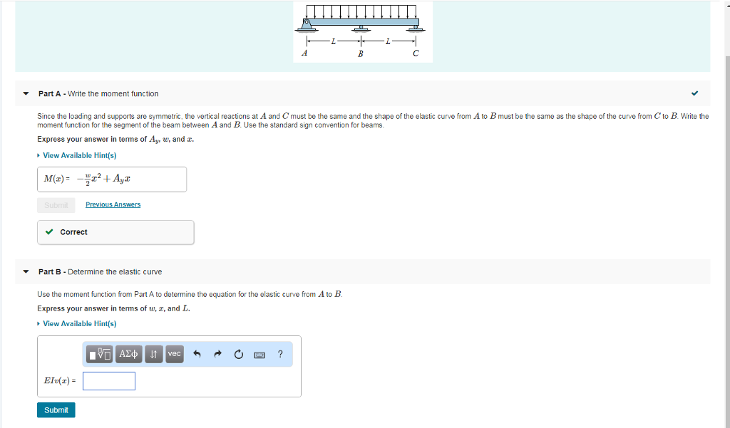 Solved Part A-Write the moment function ? Since the loading | Chegg.com