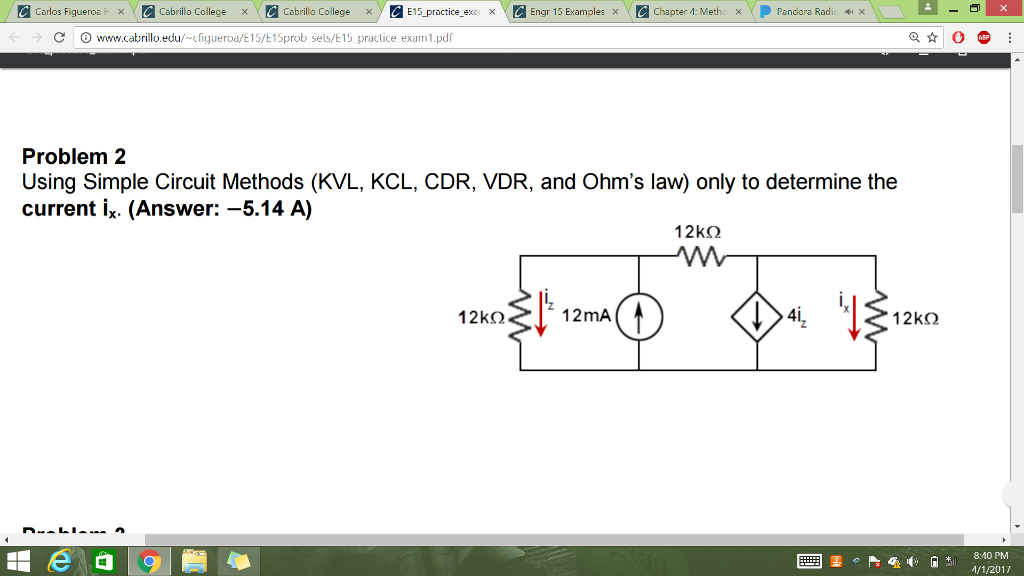 Solved Using Simple Circuit Methods (KVL, KCL, CDR, VDR, and | Chegg.com