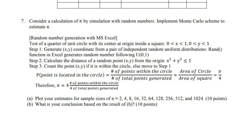 Solved Consider a calculation or by simulation with random | Chegg.com