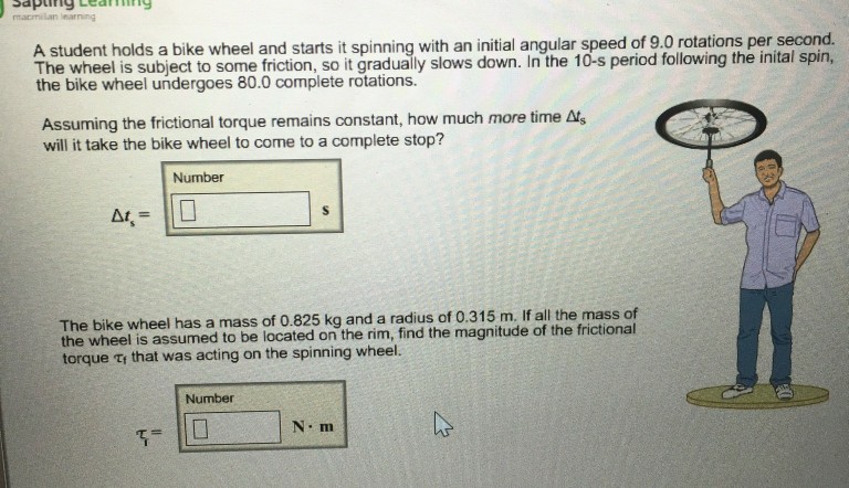 Solved A student holds a bike wheel and starts it spinning | Chegg.com