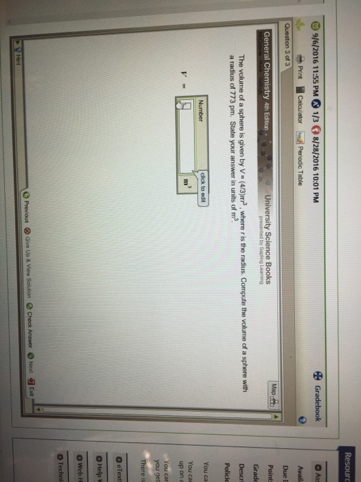 Solved The volume of a sphere is given by V = (4/3) pi r^3, | Chegg.com