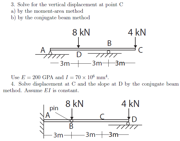 Solved 3. Solve for the vertical displacement at point C a) | Chegg.com
