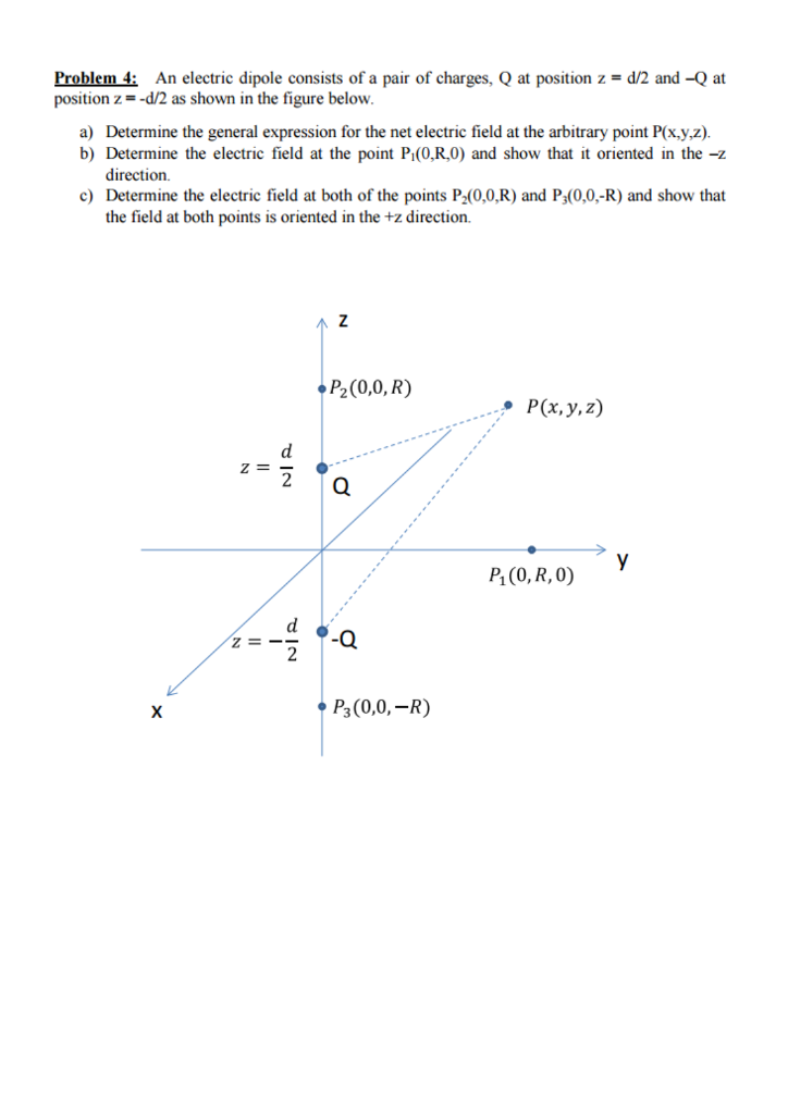 Solved An electric dipole consists of a pair of charges, Q | Chegg.com
