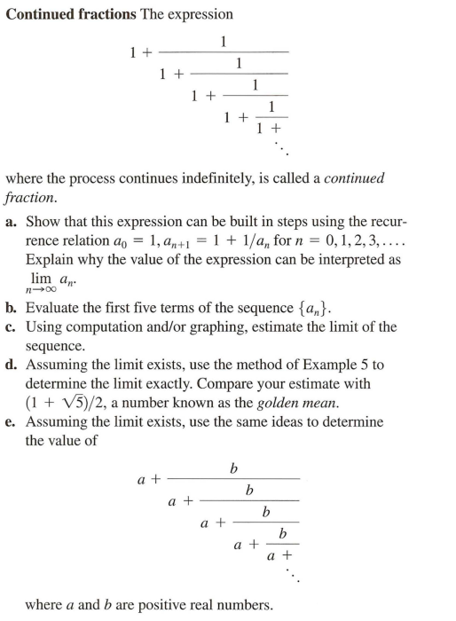 Solved Continued fractions The expression 1 1 1 where the | Chegg.com