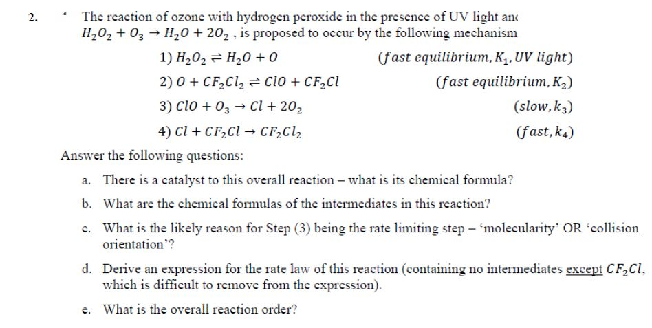 Solved 2. The reaction of ozone with hydrogen peroxide in | Chegg.com