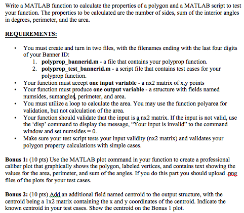 Solved Write a MATLAB function to calculate the properties | Chegg.com