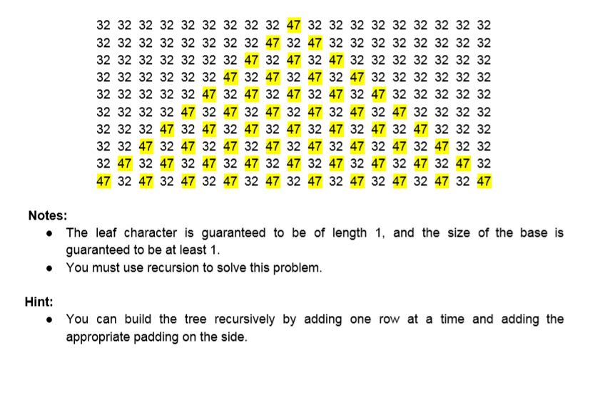Function Name: treeFarm Inputs: 1. (double) The | Chegg.com