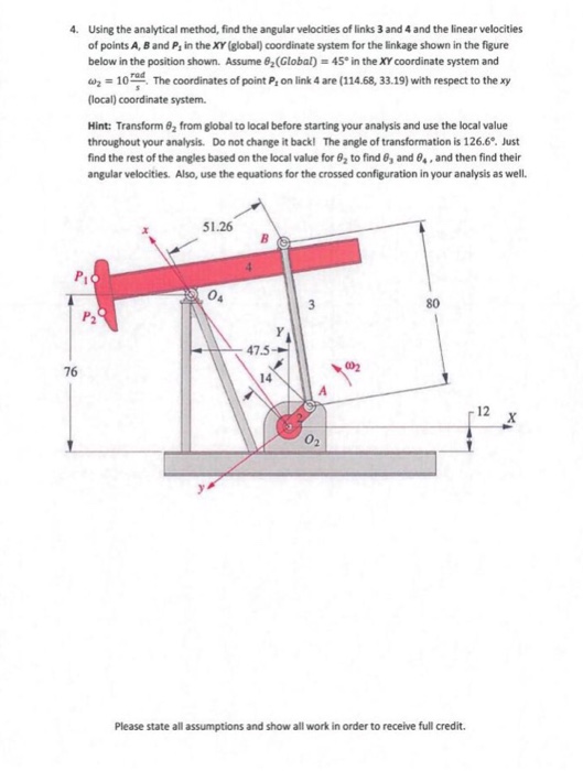 Solved Using the analytical method, find the angular | Chegg.com