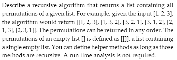 Solved Describe a recursive algorithm that returns a list | Chegg.com