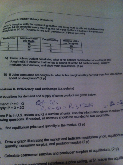 Solved s. Utility theory (6 points) utility for consuming | Chegg.com