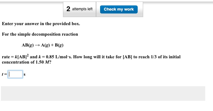 Solved 2 attempts left Check my work Enter your answer in | Chegg.com