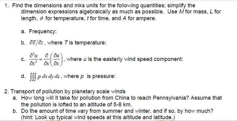 Solved Find the dimensions and mks units for the following | Chegg.com