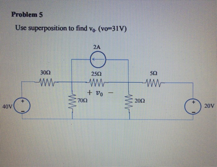 Solved Use superposition to find v_0. (v_0 = 31V) | Chegg.com