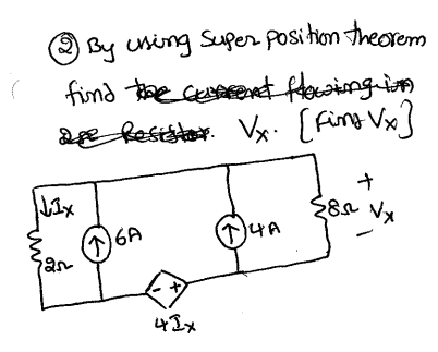 Solved By using super position theorem find V-x. [Find V_x] | Chegg.com