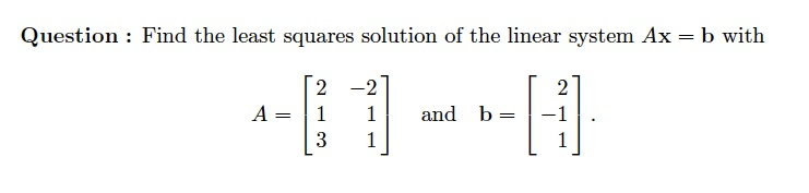 Solved Find the least squares solution of the linear system | Chegg.com